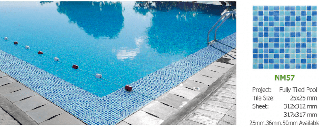 Spanish Tiles - Dot Mounted Glass swimming Pool Tiles.